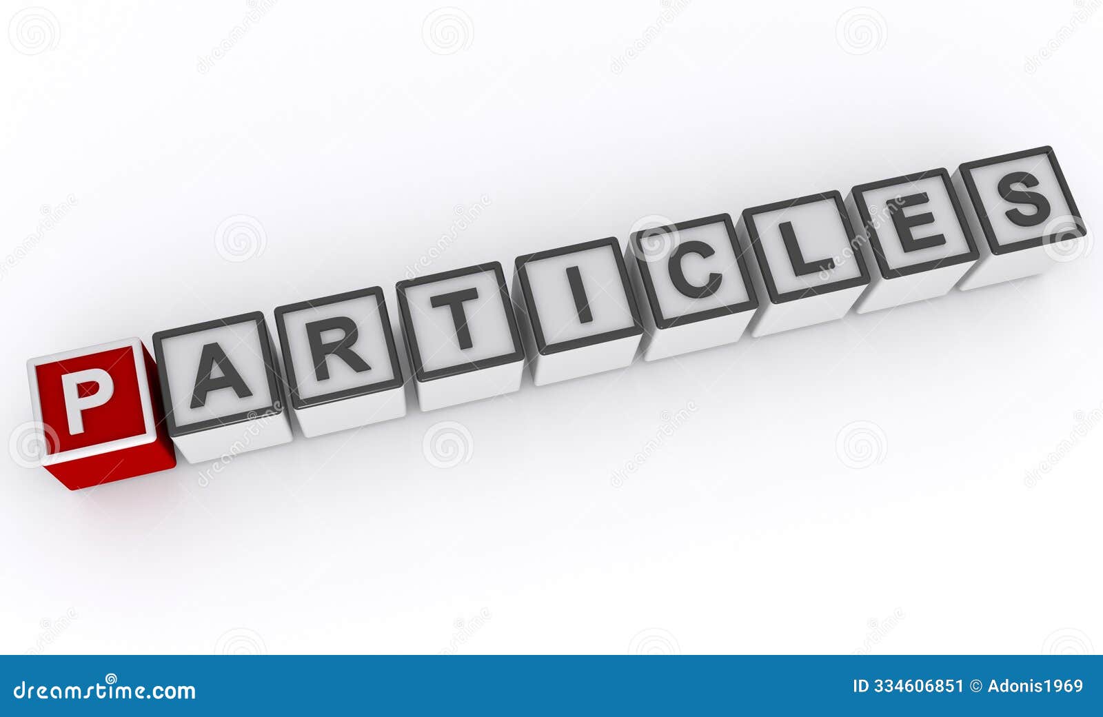 Particles Word Block on White Stock Illustration - Illustration of ...