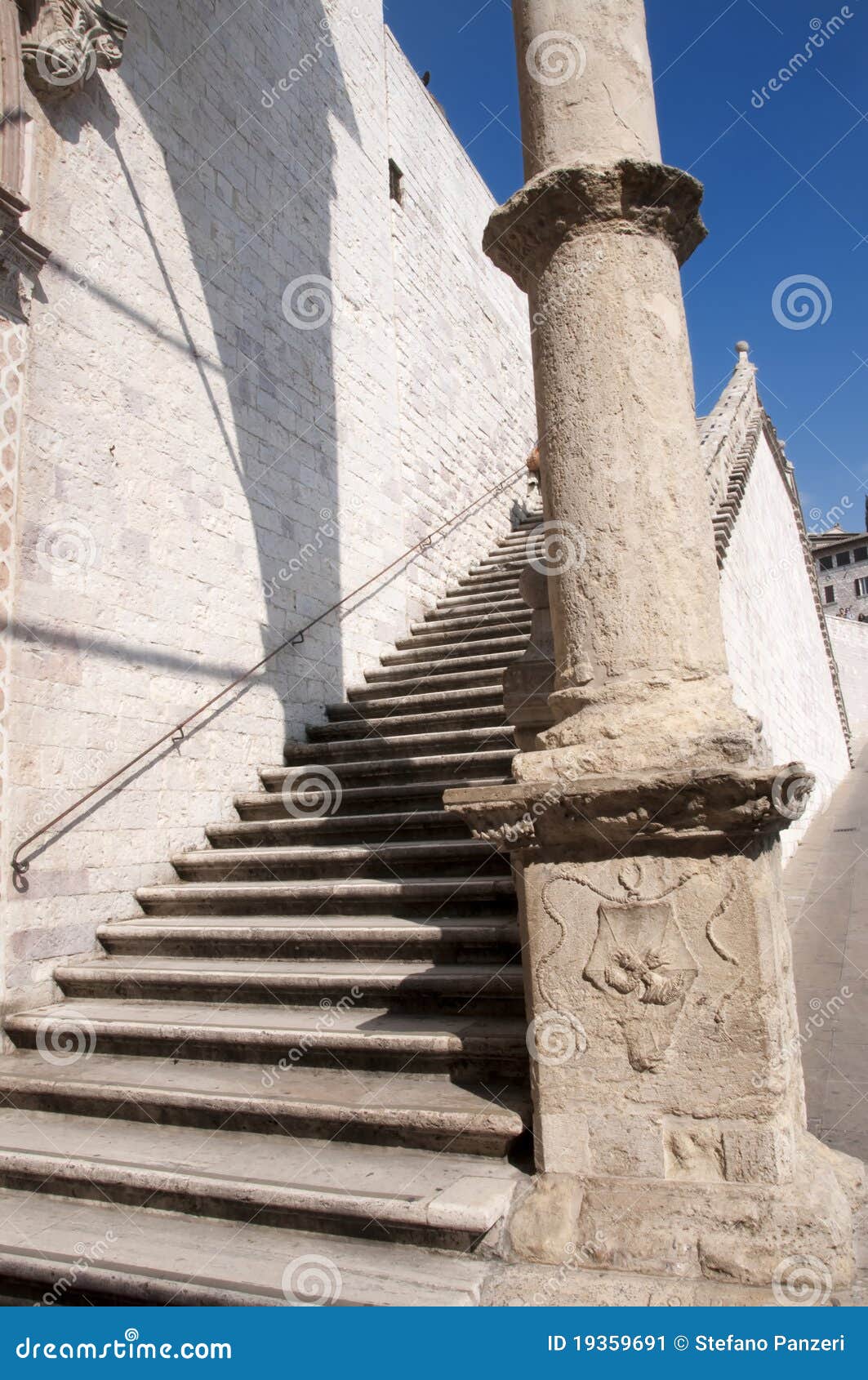 Particular of a Column and Stair Stock Image - Image of roofs, assisi ...