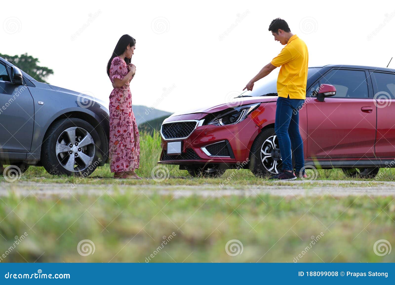 The Parties Stood on the Road while the Car Accident Occurred Stock ...