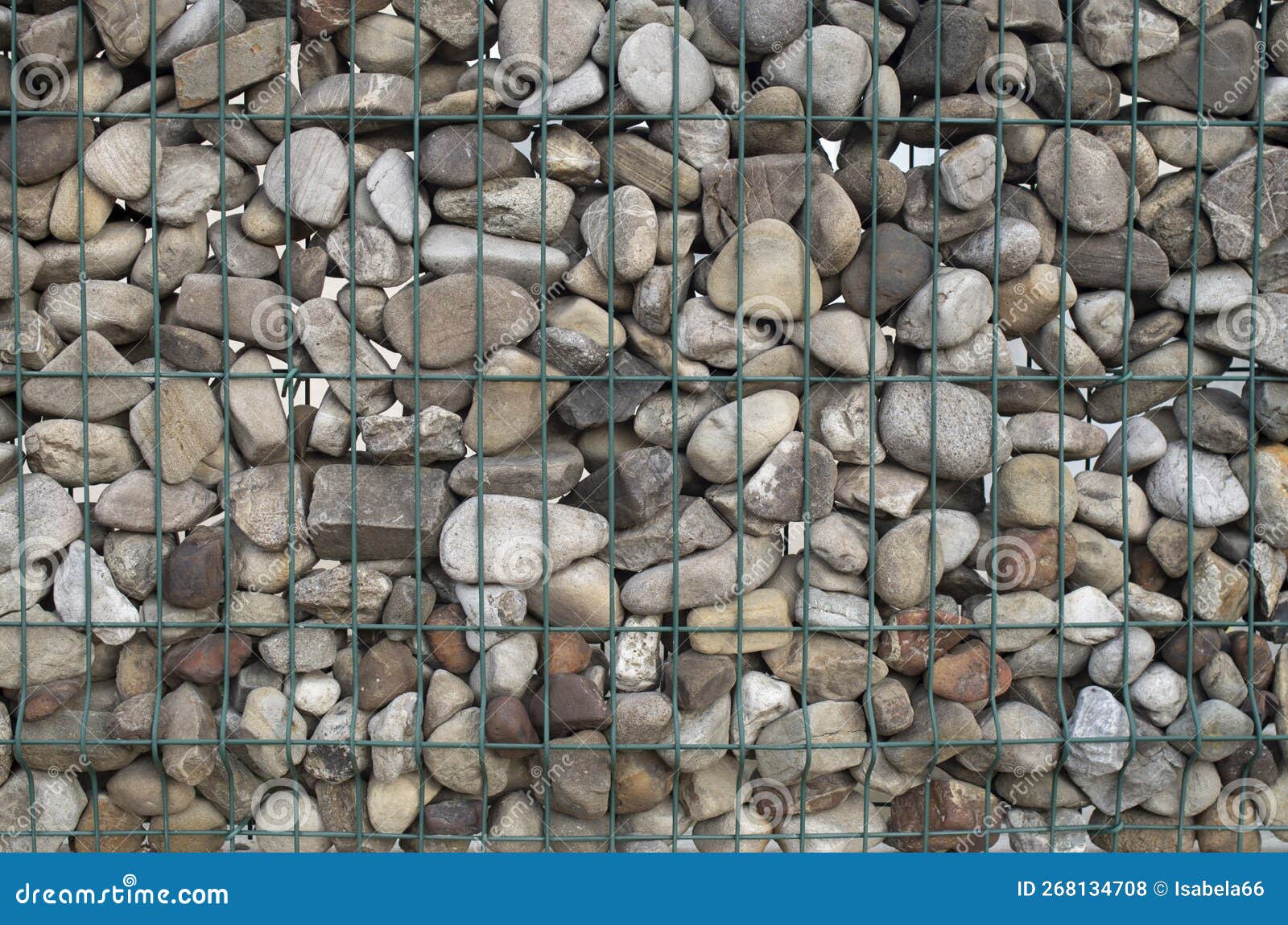 Partition Wall of Green Steel Mesh and Pebble Stock Photo - Image of ...