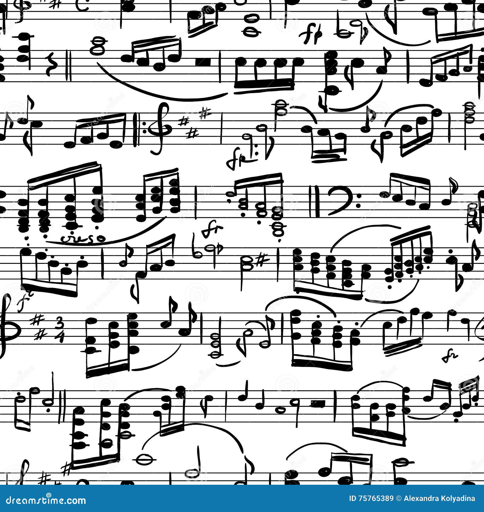 Partitura Musical Inconsútil Ilustración del Vector - Ilustración de ...