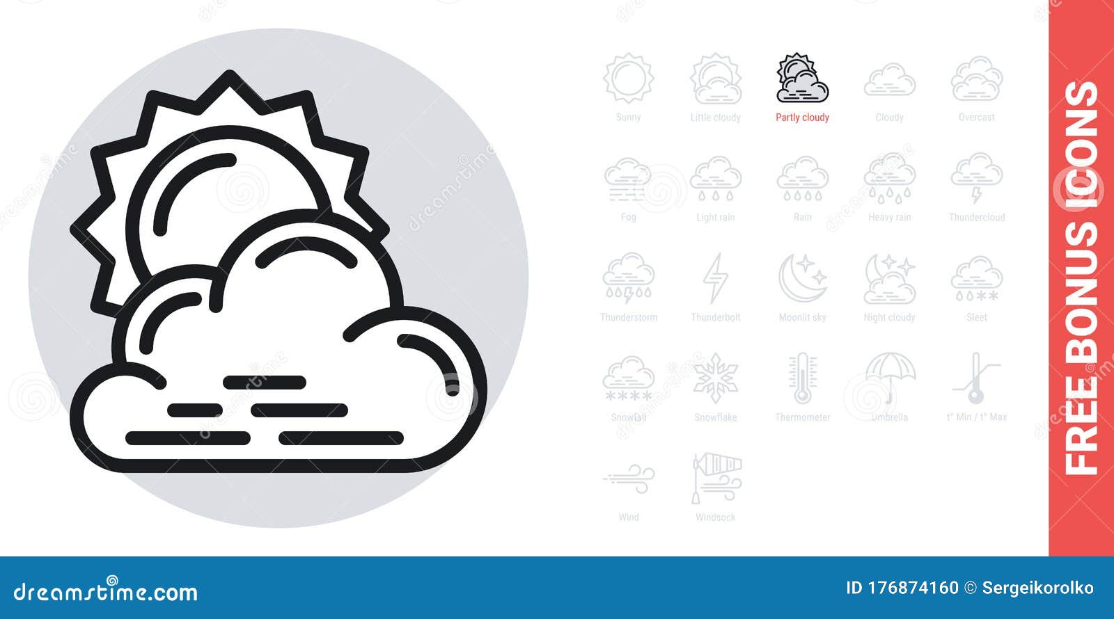 Partly Cloudy or Partially Cloudy Icon for Weather Forecast Application ...
