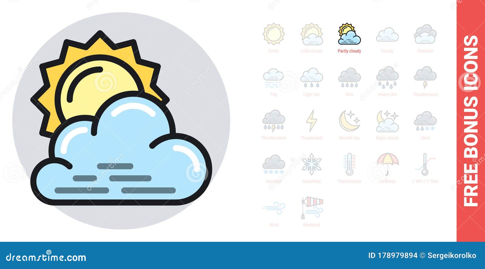 Partly Cloudy or Partially Cloudy Icon for Weather Forecast Application ...