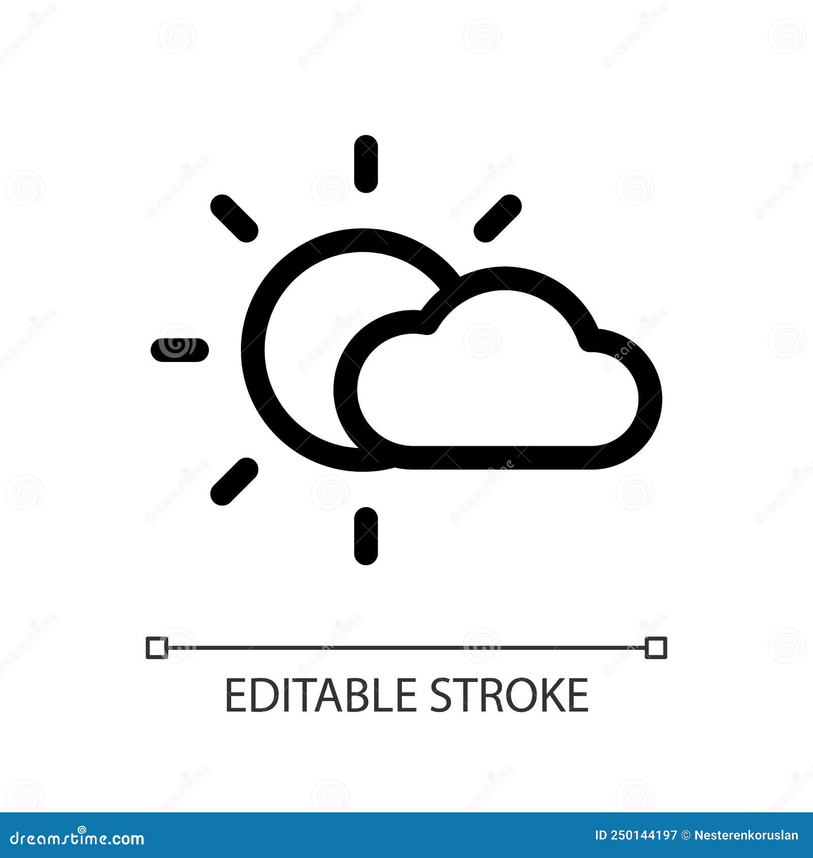 Partly Cloudy White Linear Ui Icon Stock Vector - Illustration of ...