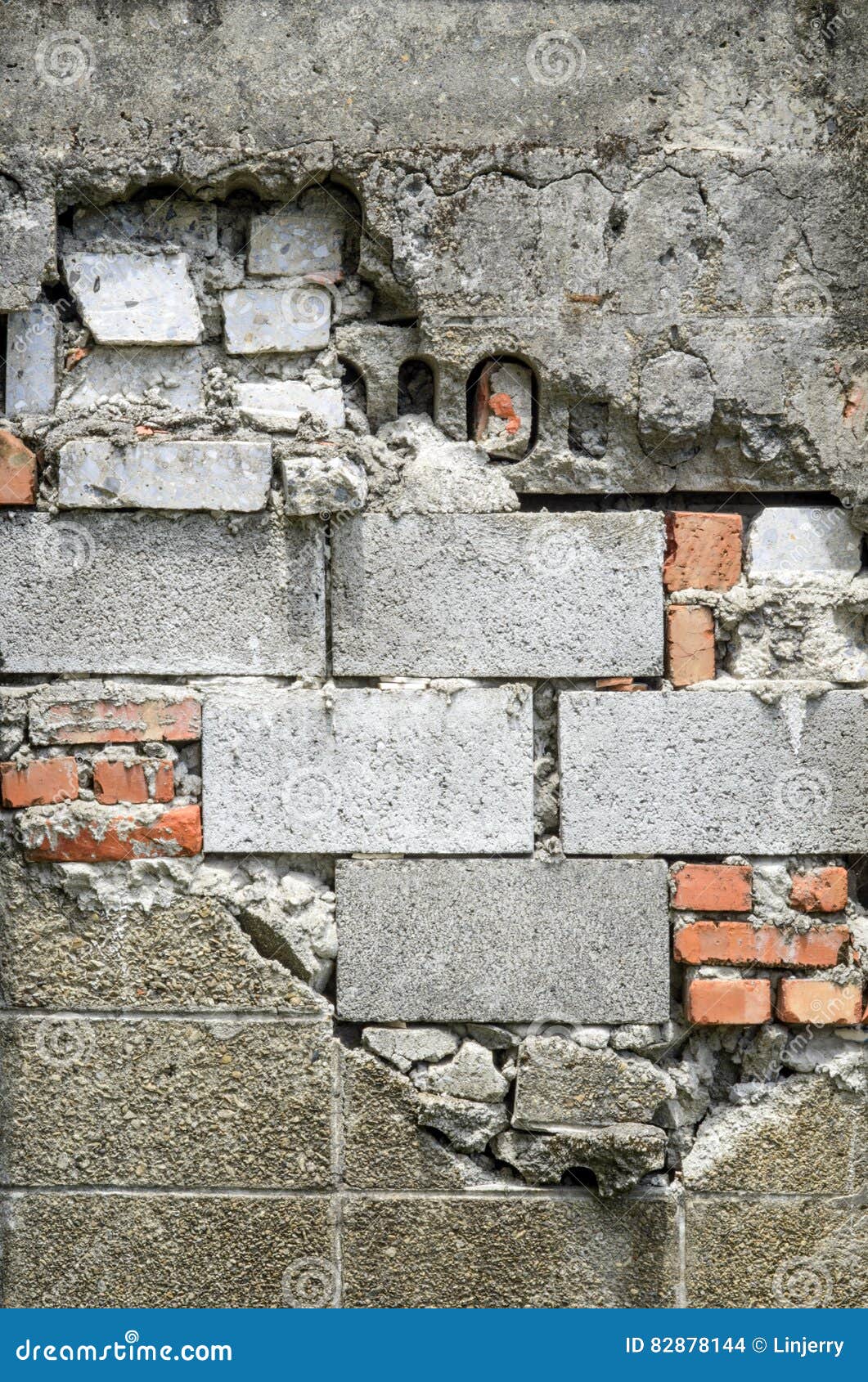 Partly Destroyed Concrete Wall. Stock Photo - Image of border ...