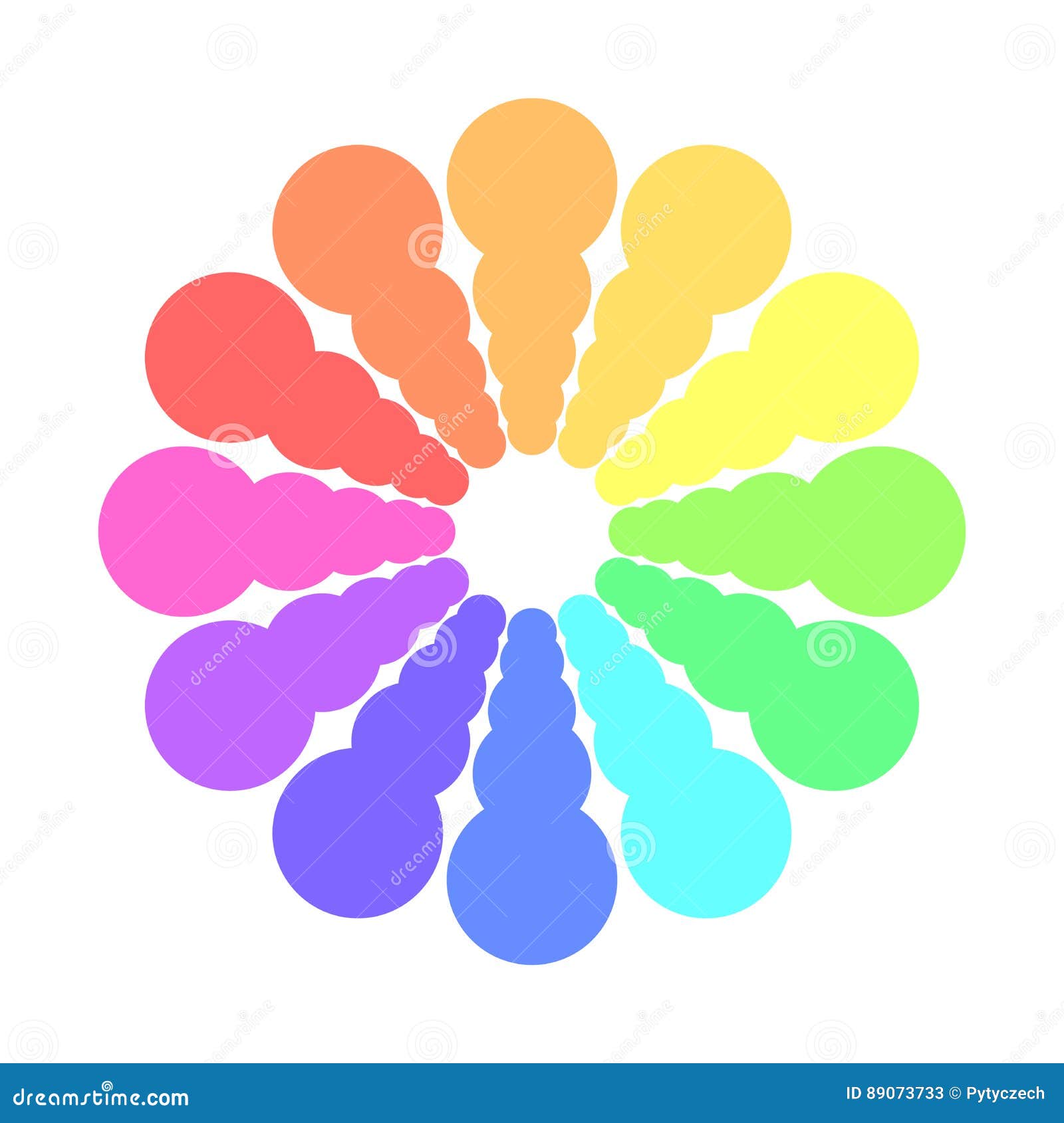 Partly Transparent Rainbow Spectrum Color Circles Arranged in the Rings ...