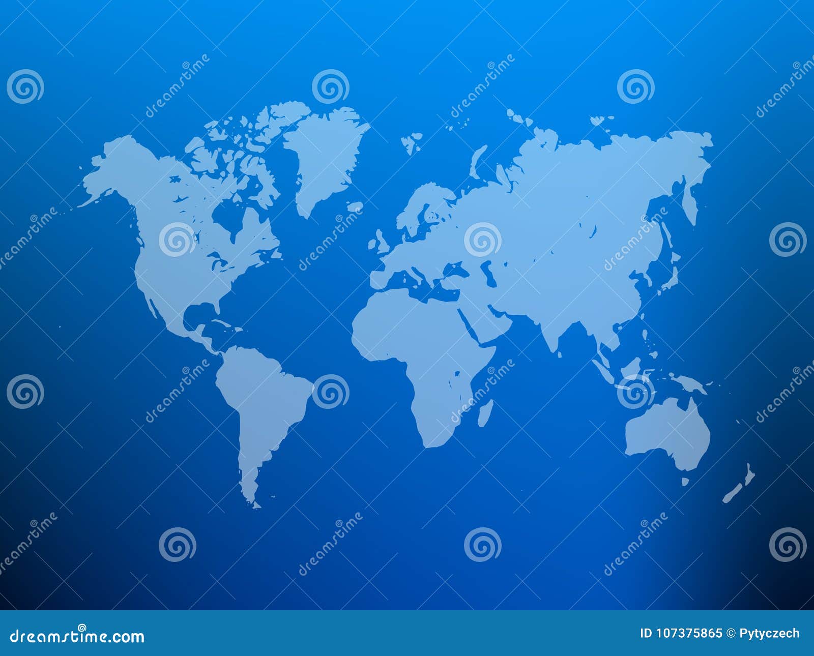 Partly Transparent World Map Silhouette on Blue Gradient Mesh ...