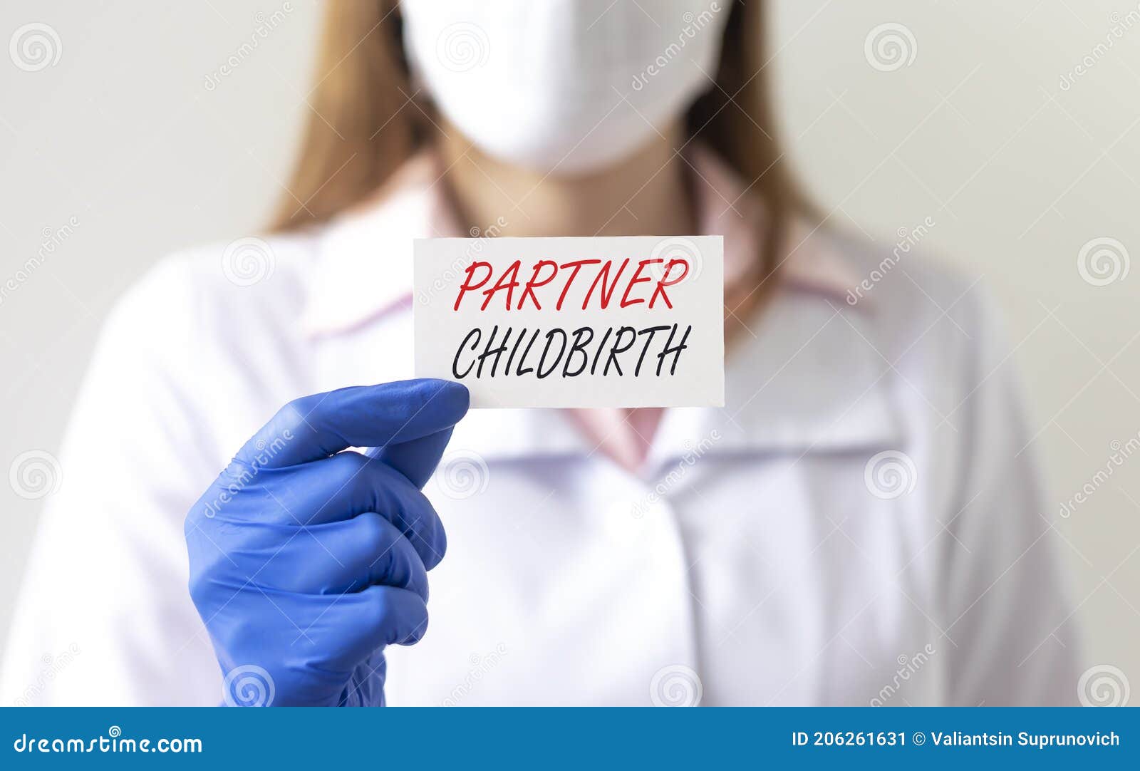 Partner Childbirth Inscription. Supporting Child Delivery Process Stock ...