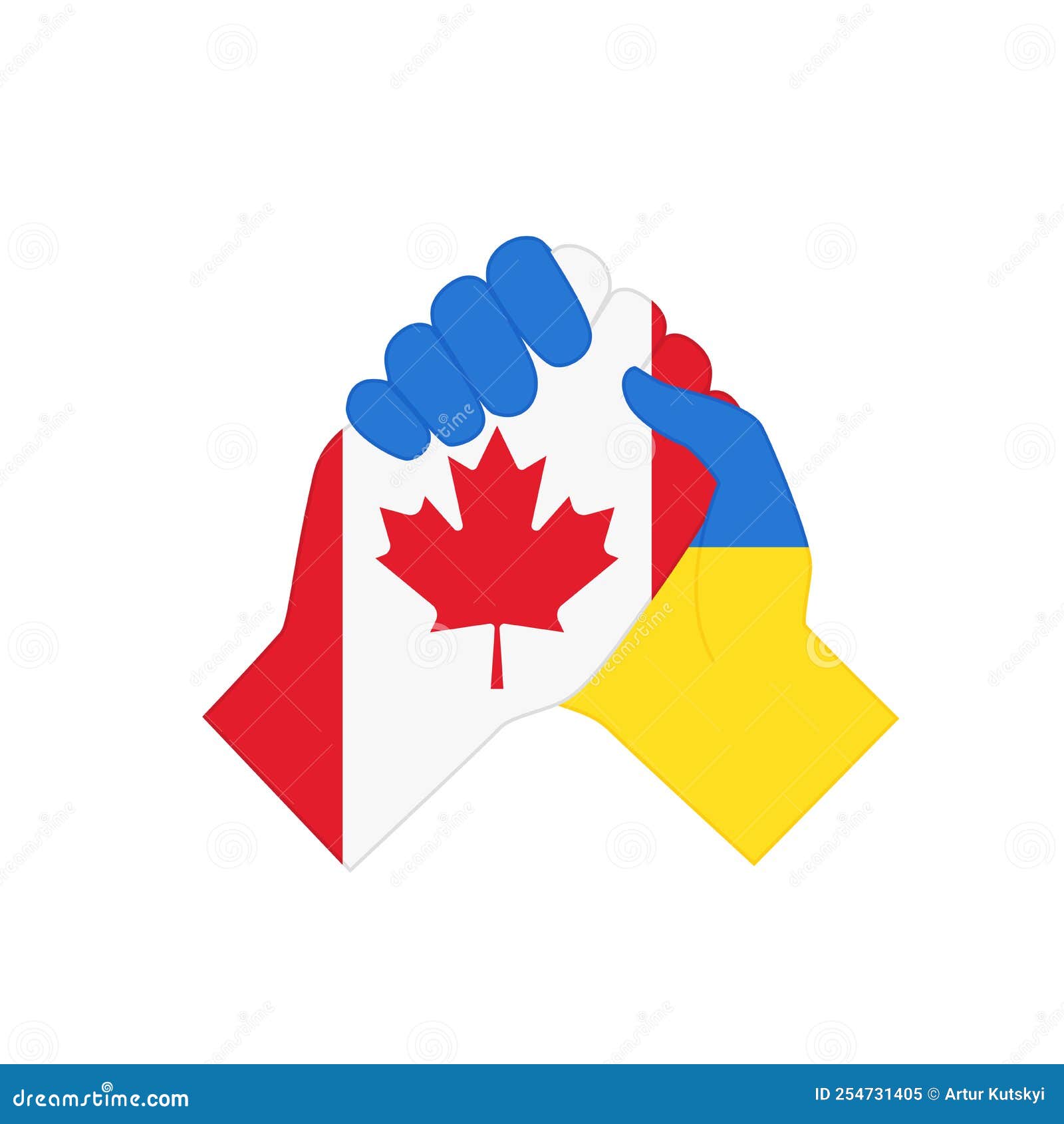 Partner Handshake with Flags of Ukraine and Canada, Symbol of Unity ...