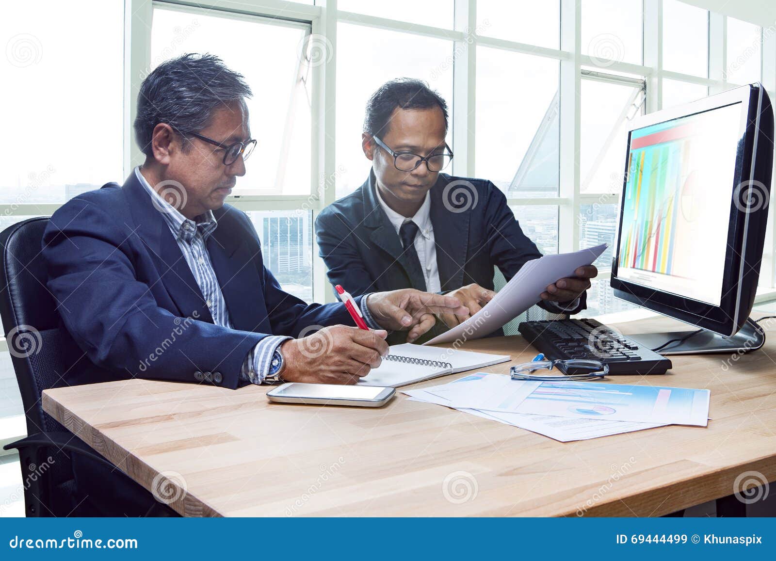 Partner of Senior Engineering Working Man Serious Meeting about Stock ...