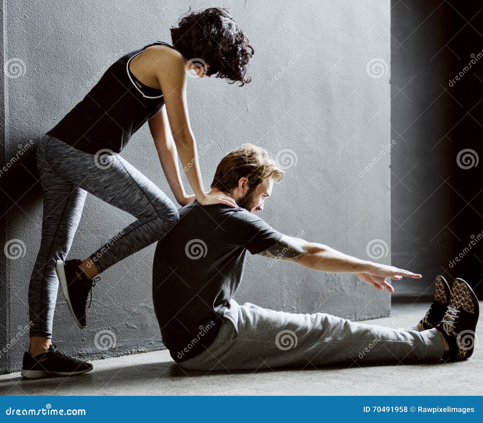 Partner Training Stretching Workout Concept Stock Photo - Image of ...