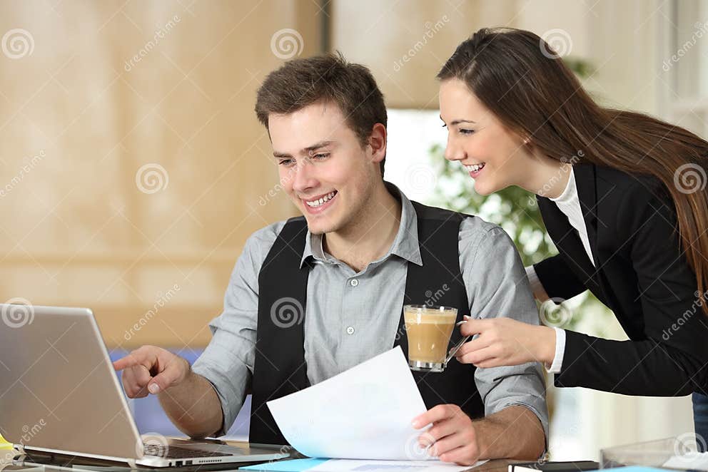 Partners Coworking Online at Office Stock Image - Image of assignment ...