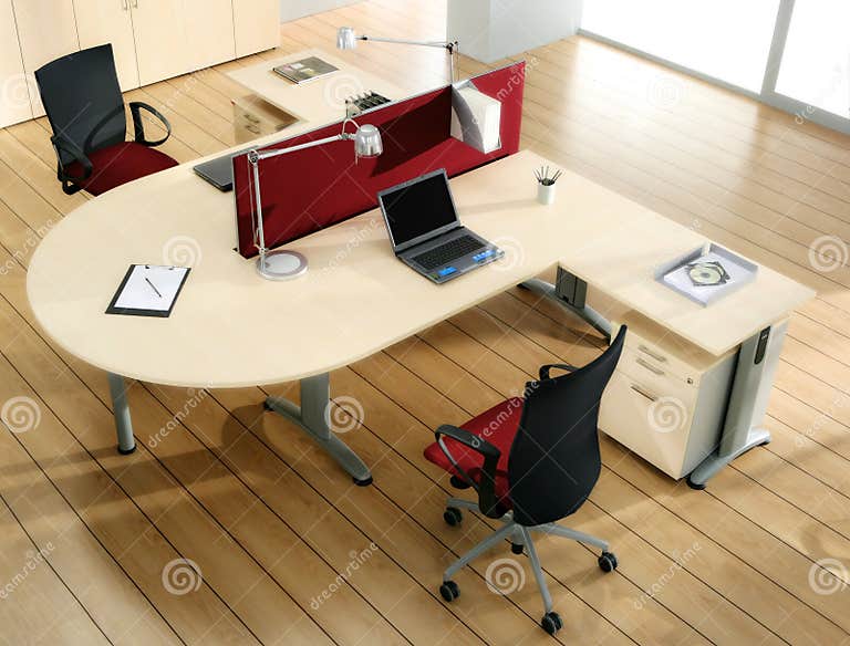 Partners Desk with Computers Stock Photo - Image of notepad, swivel ...