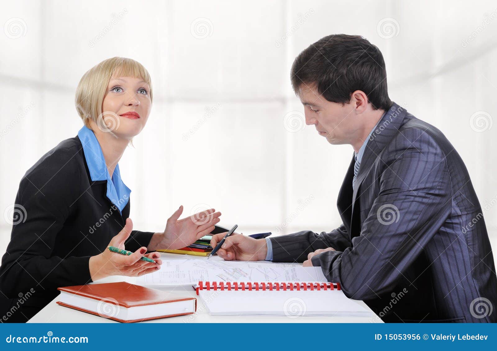 Partners at the Negotiating Table Stock Photo - Image of paper, female ...