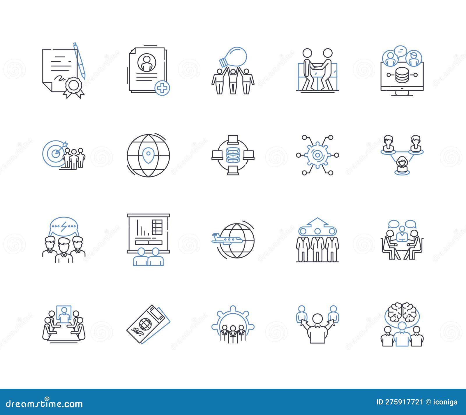 Partnership And Alliance Line Icons Collection Collaboration Cohesion Synergy Unification