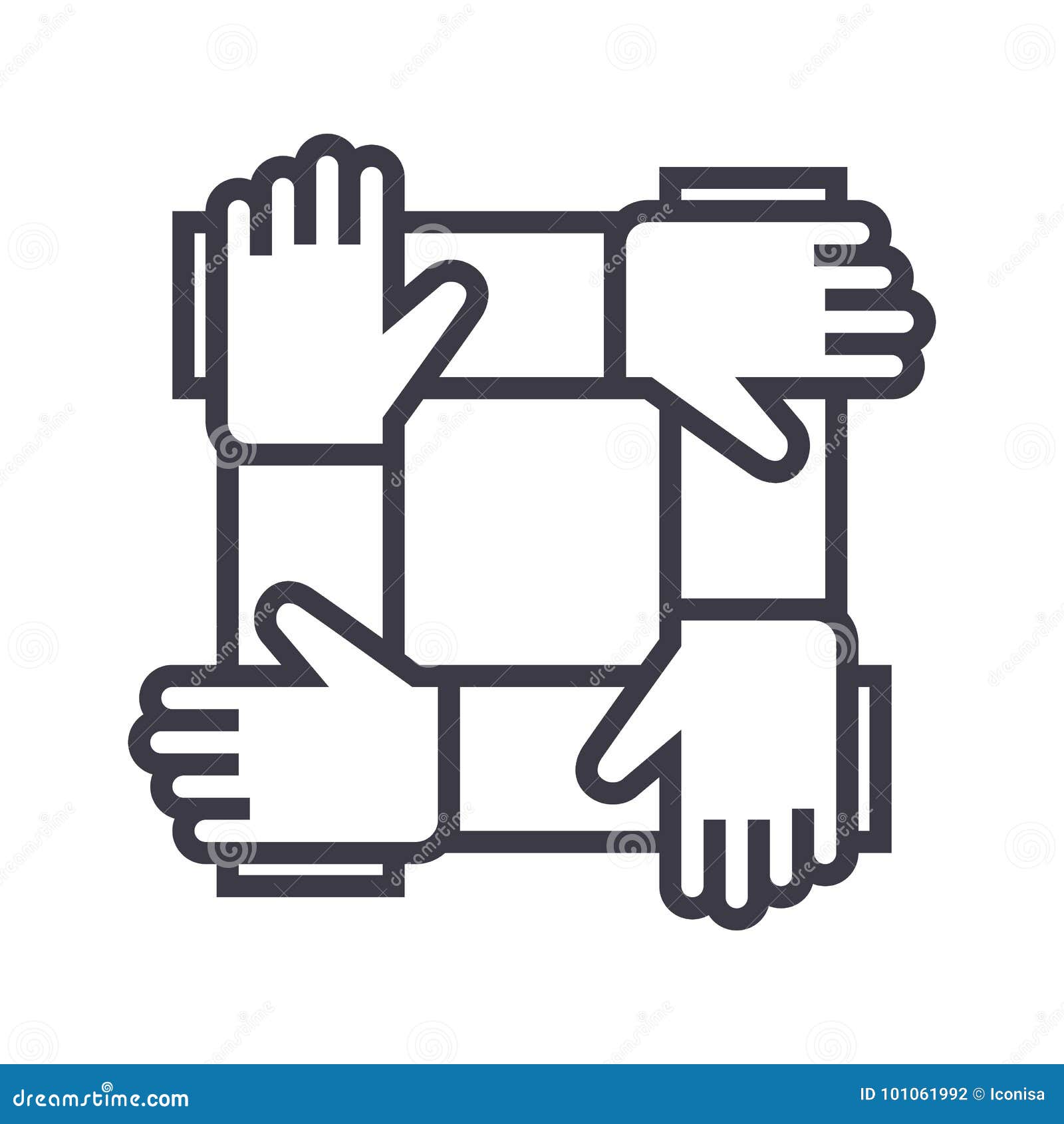 Partnership,collaboration,help Vector Line Icon, Sign, Illustration on ...