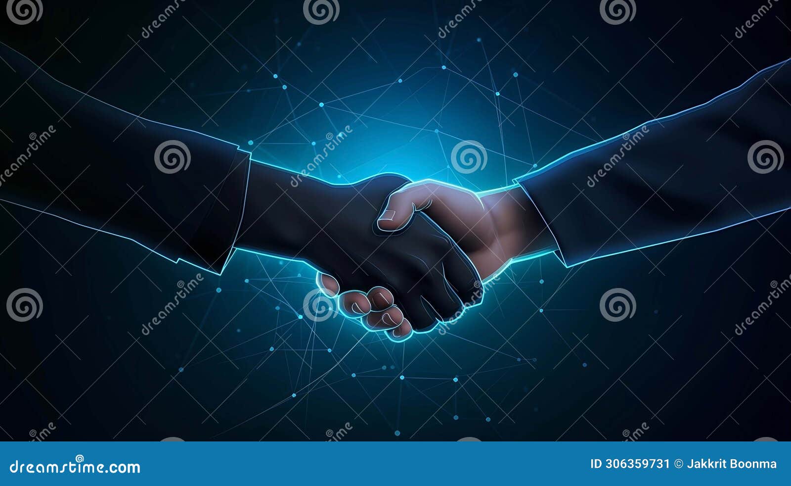 Partnership Concept with Handshake and Connection Lines on Dark Blue ...
