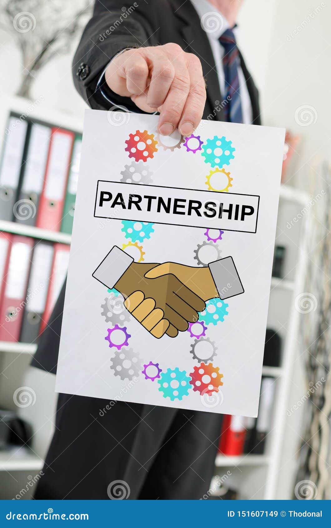 Partnership Concept Shown by a Businessman Stock Image - Image of gear ...
