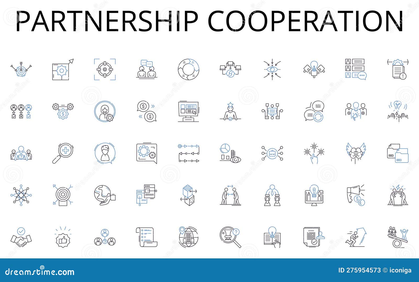 Partnership Cooperation Line Icons Collection. Promotions, Viral ...