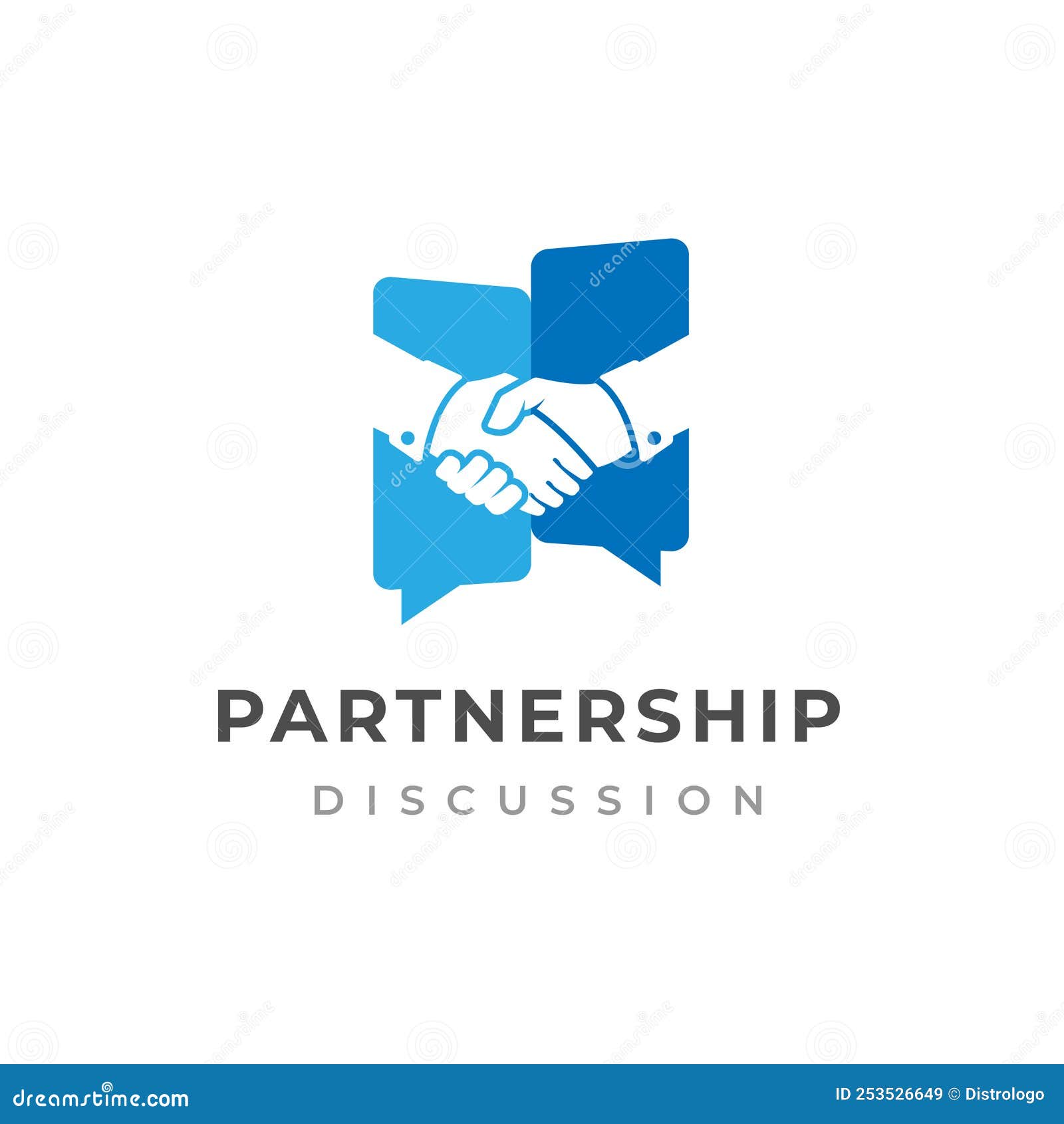 Partnership Discussion Logo Design. Handshake Isolated on Bubble Chat ...