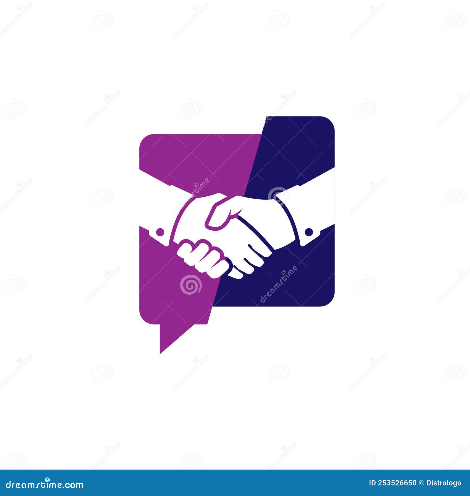 Partnership Discussion Logo Design. Handshake Isolated on Bubble Chat ...