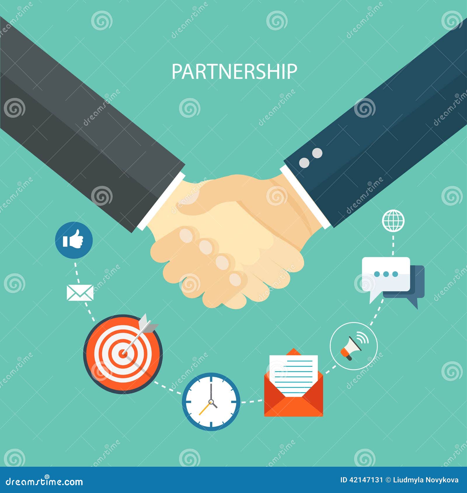 Partnership Flat Illustration. Stock Vector - Illustration of human ...