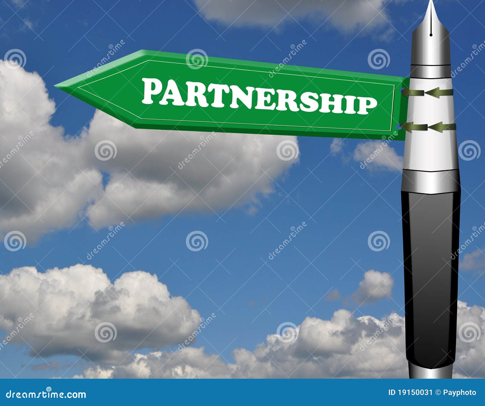Partnership Fountain Pen Road Sign Stock Illustration - Illustration of ...