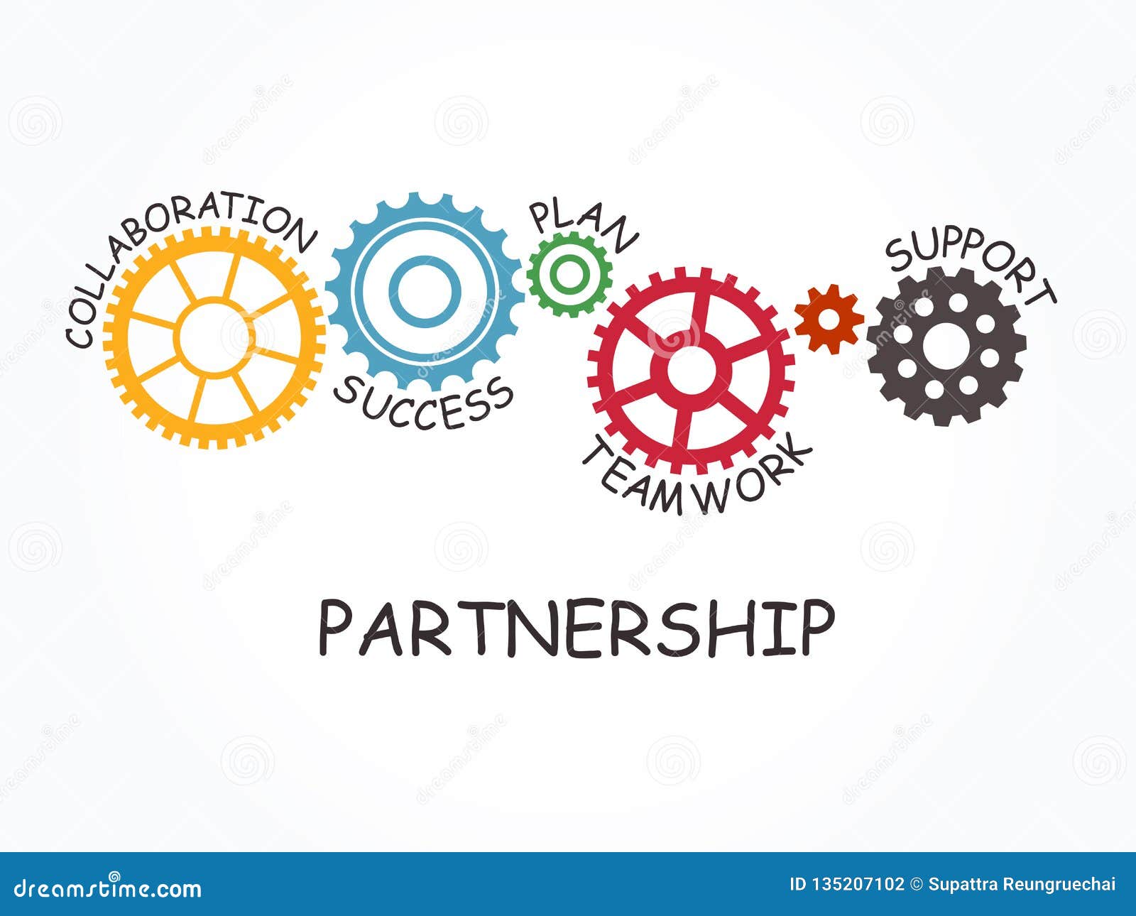 Partnership with Gear Concept. Vector Illustration. Stock Vector ...