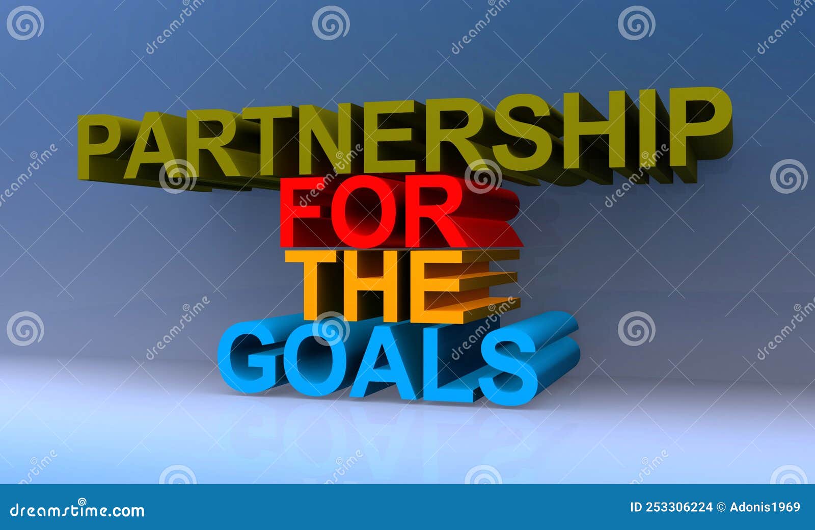 Partnership for the Goals on Blue Stock Illustration - Illustration of ...