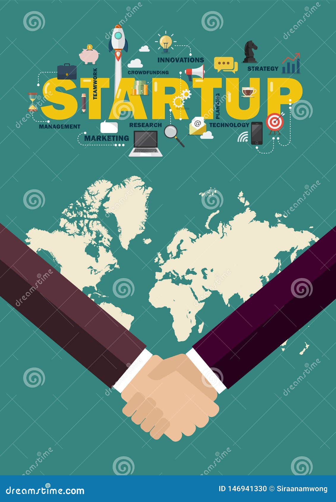 Partnership Handshake Startup Concept Stock Vector - Illustration of ...