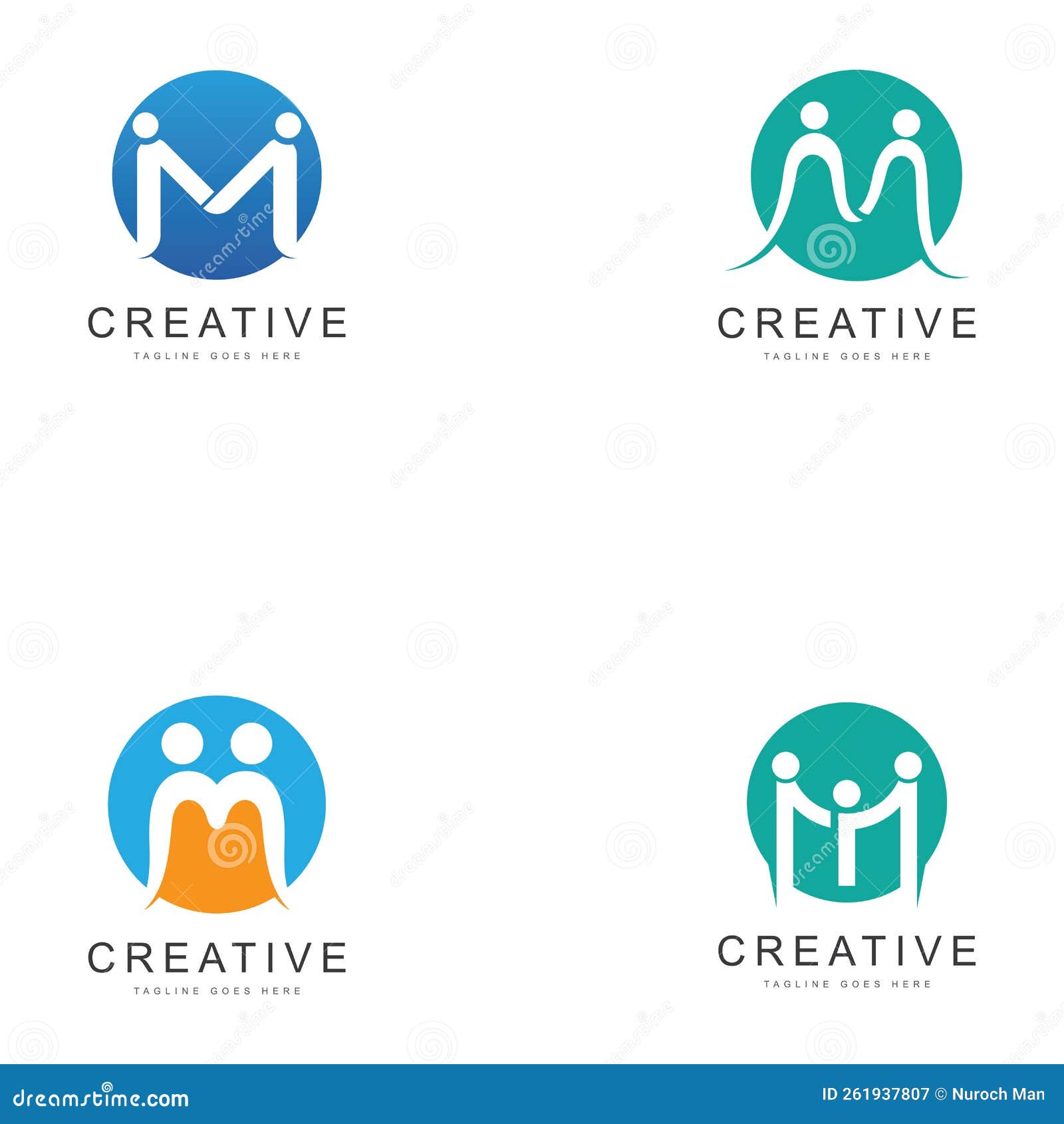 Partnership Humanity Letter M Vector Logo. Stock Vector - Illustration ...