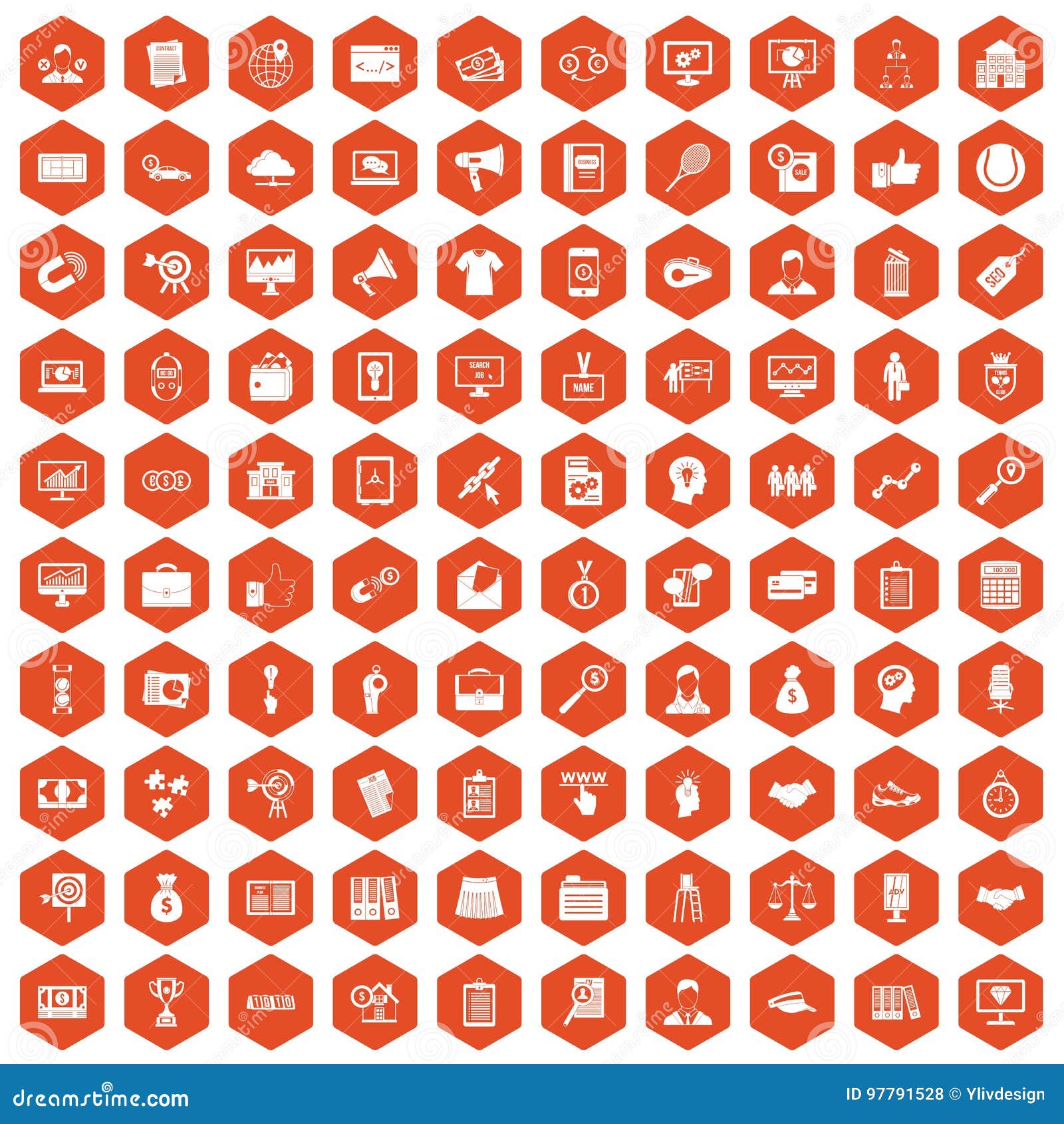 100 Partnership Icons Hexagon Orange Stock Vector - Illustration of ...