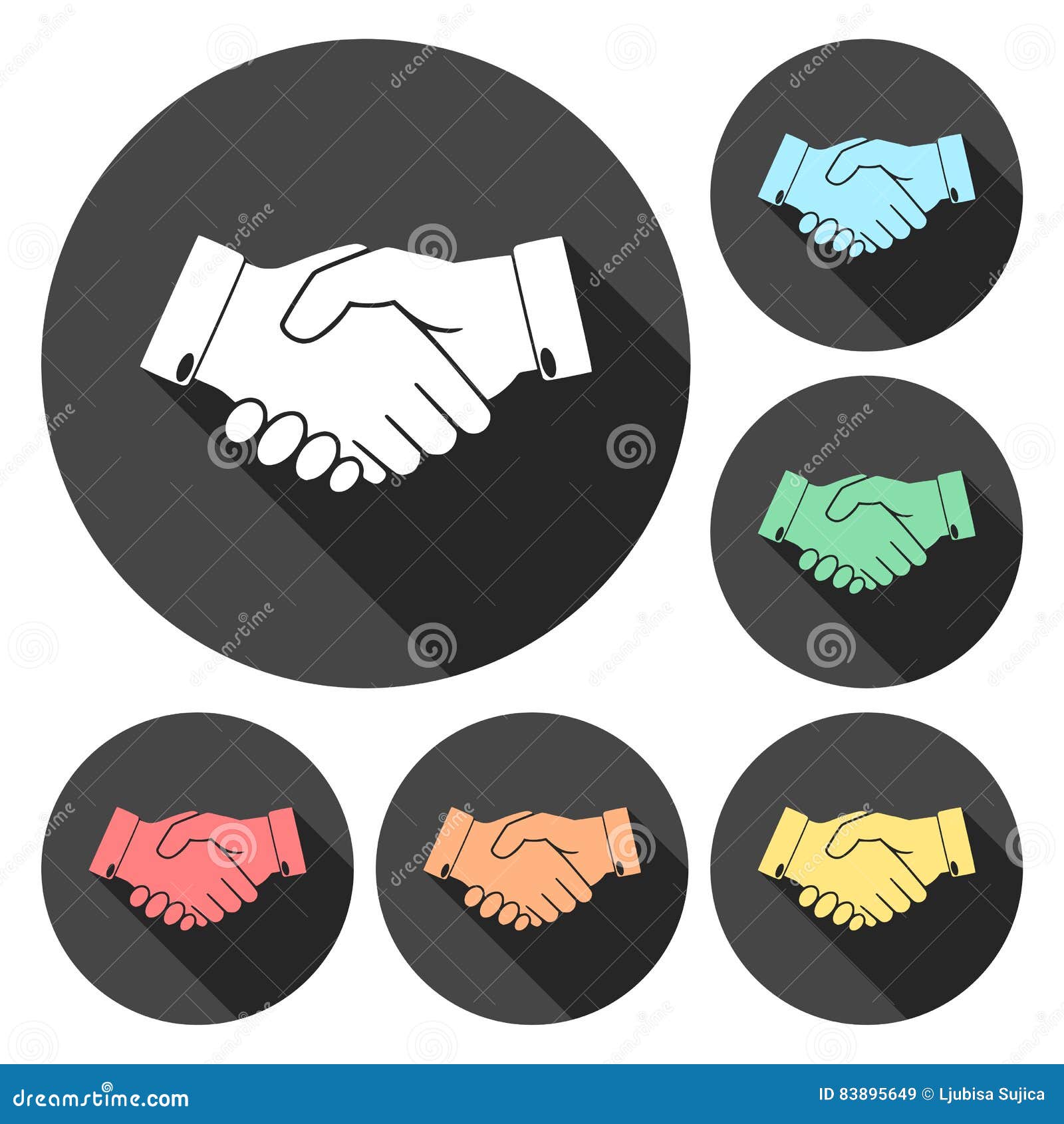 Partnership Icons Set with Long Shadow Stock Vector - Illustration of ...