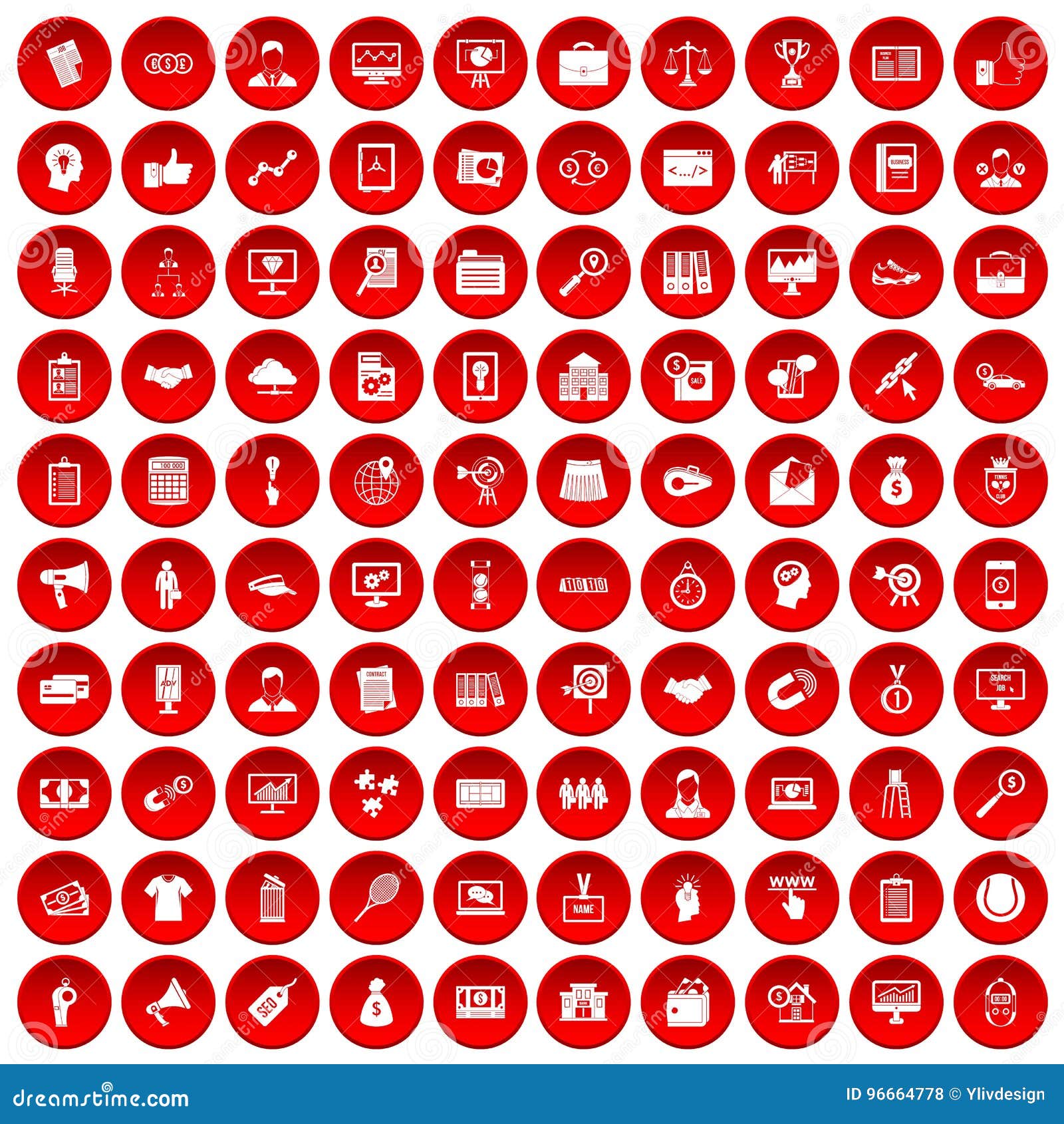 100 Partnership Icons Set Red Stock Vector - Illustration of buying ...