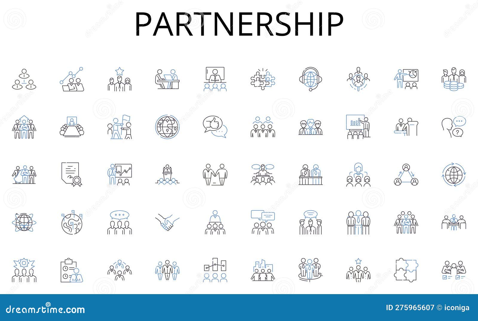 Partnership Line Icons Collection. Collaboration, Planning, Management ...