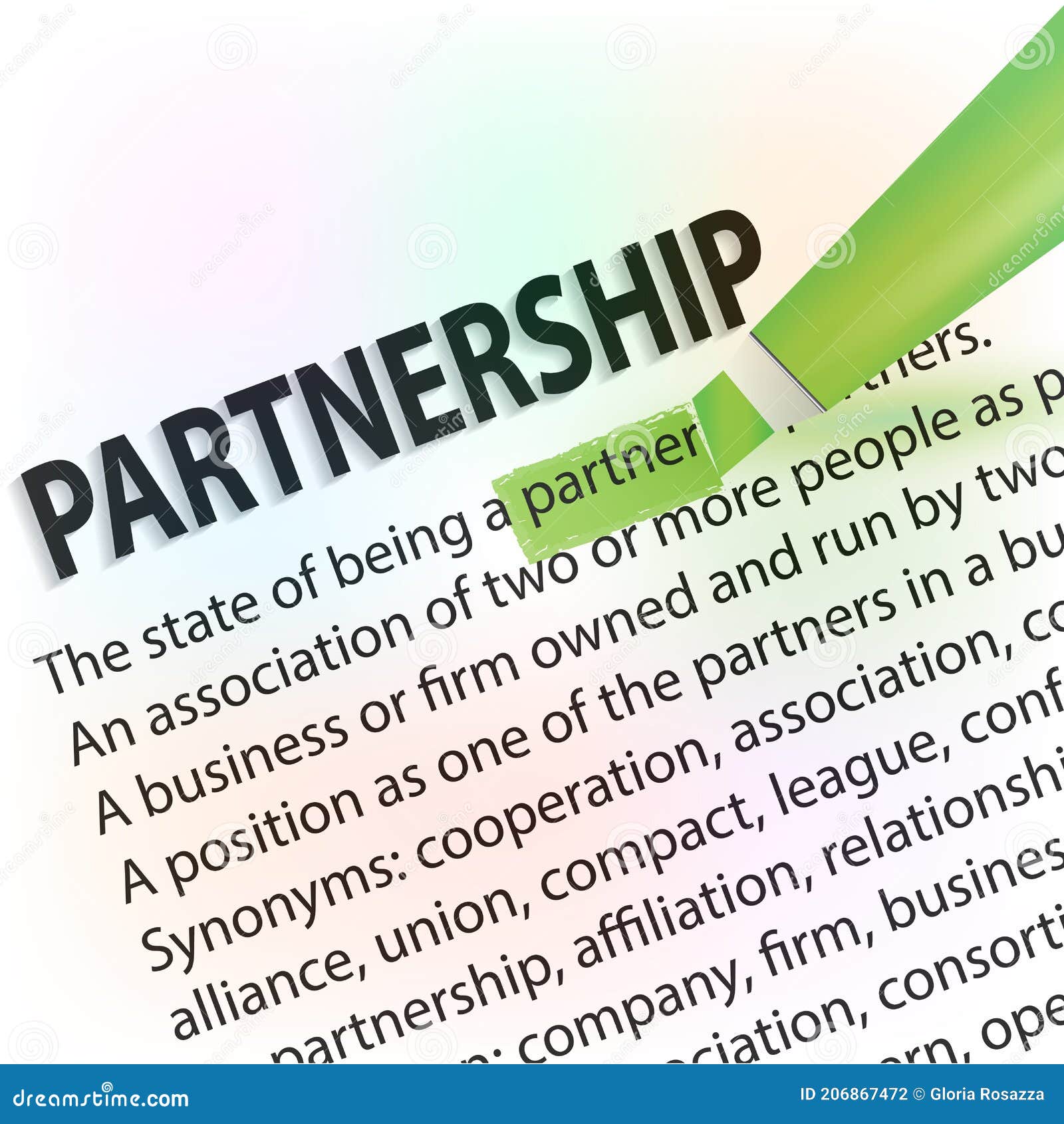 Partnership Meanings Marked with a Highlight Marker Vector Stock Vector ...