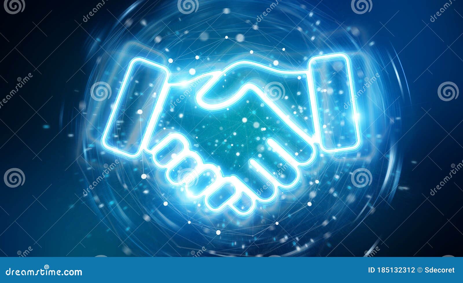 Partnership Neon Blue Interface Background 3D Rendering Stock ...