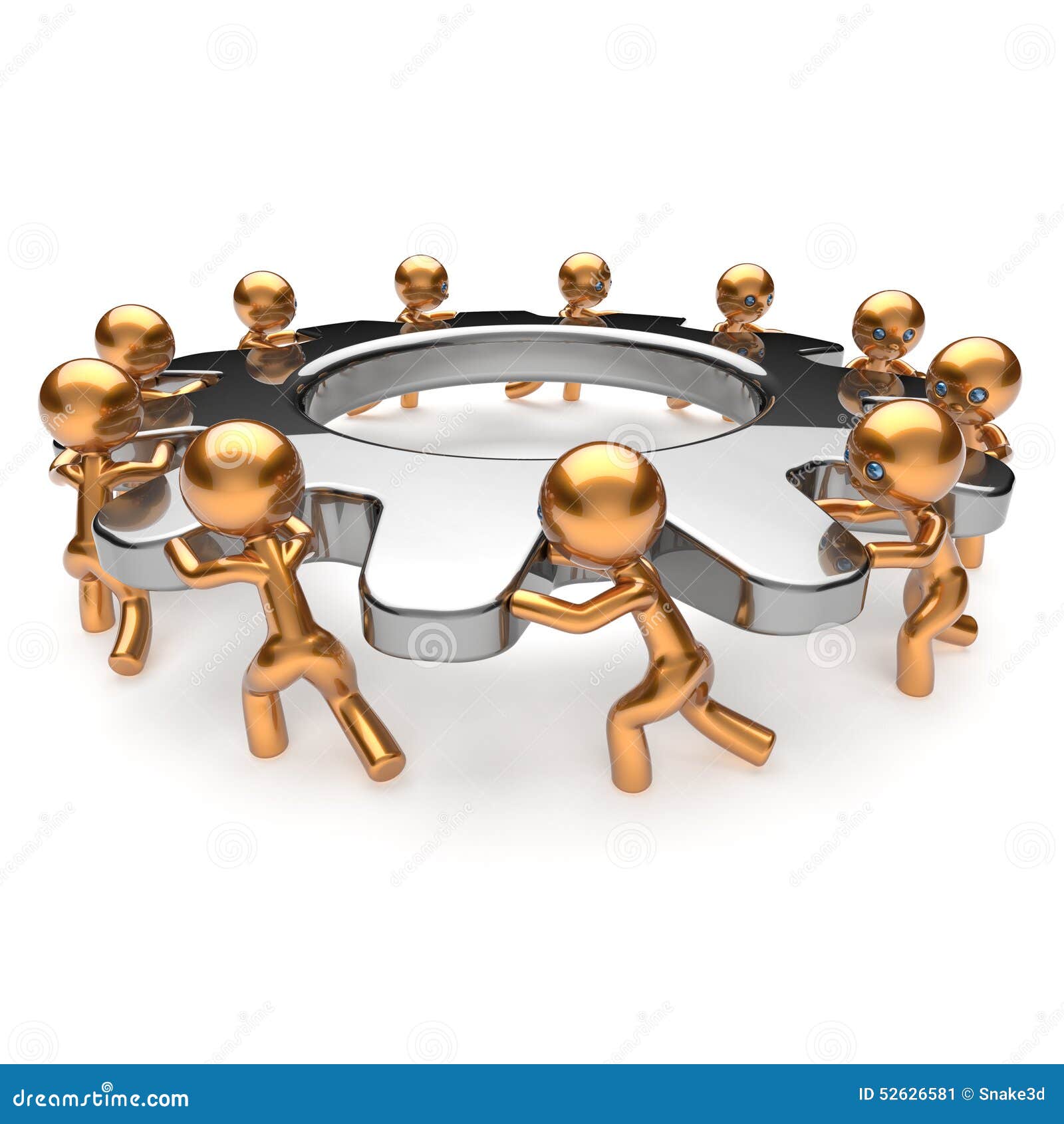Partnership Teamwork Business Process Workers Turning Gear Together ...