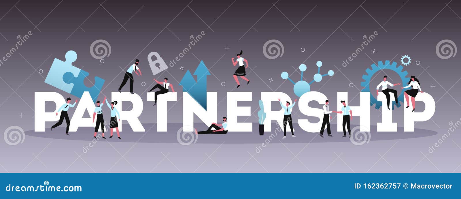 Business Partnership Lettering Banner Stock Vector - Illustration of ...