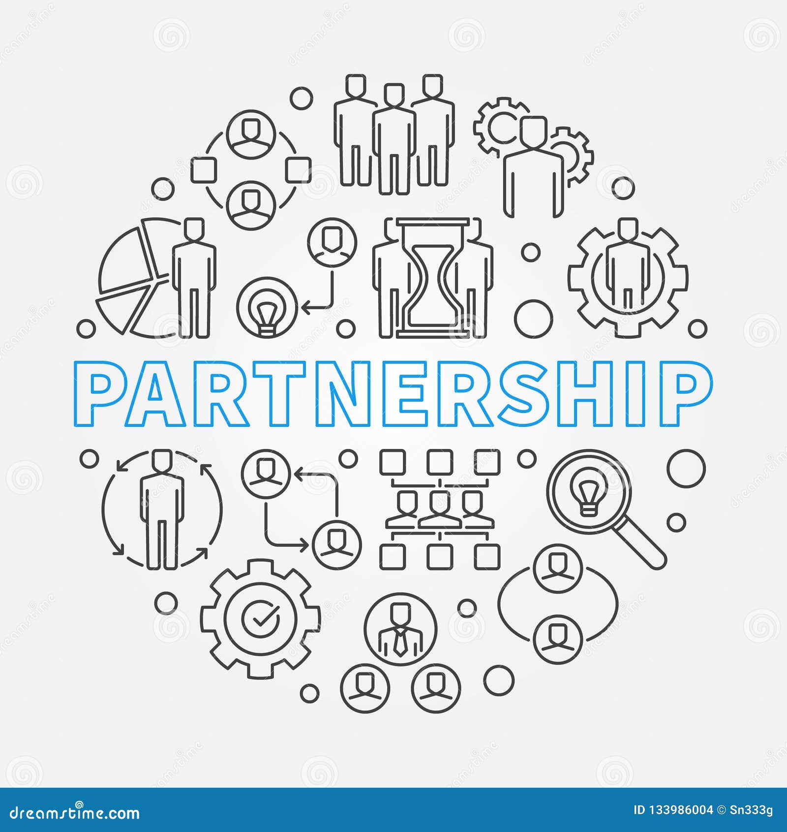 Partnership Vector Concept Illustration in Thin Line Style Stock Vector ...