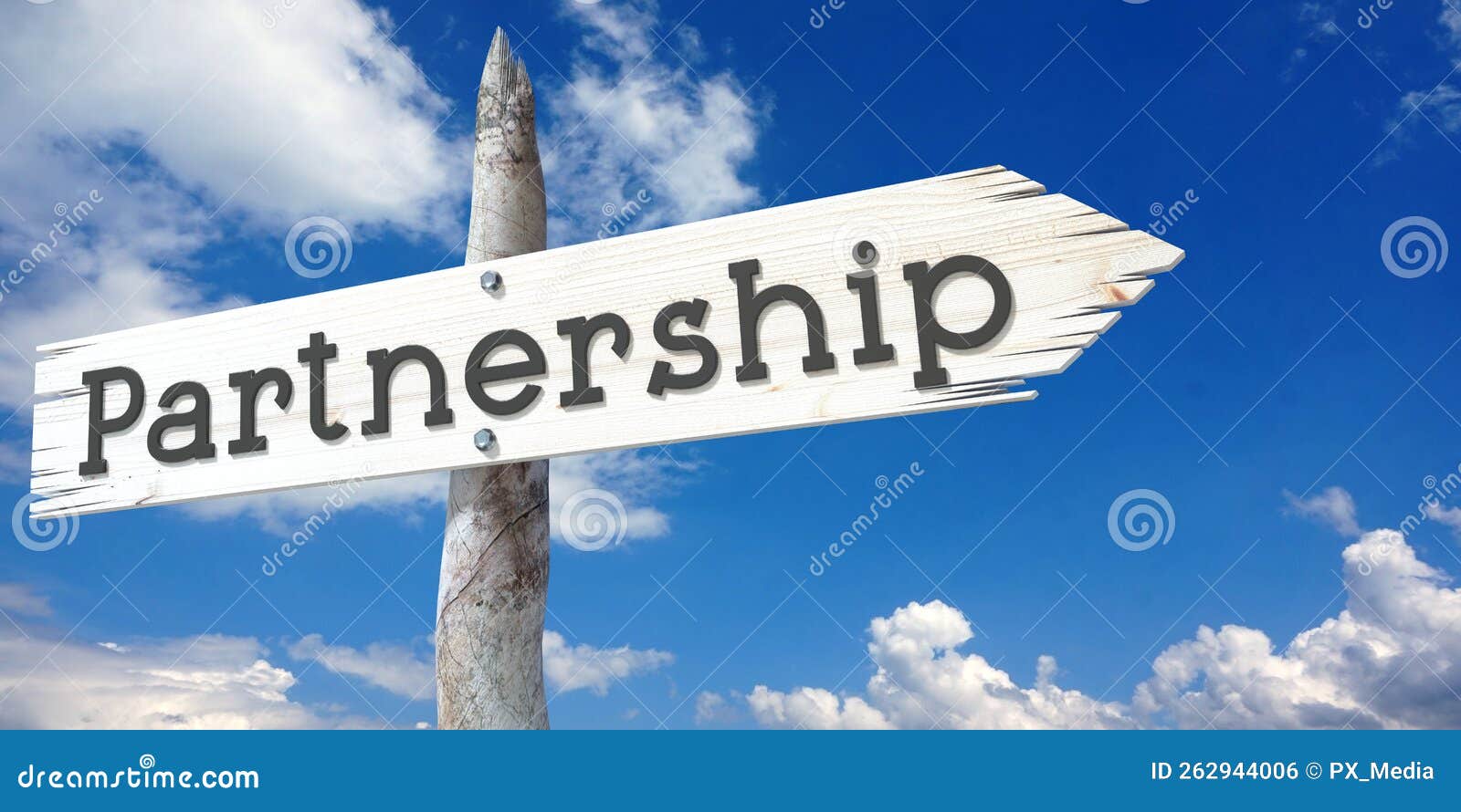 Partnership - Wooden Signpost with One Arrow Stock Illustration ...