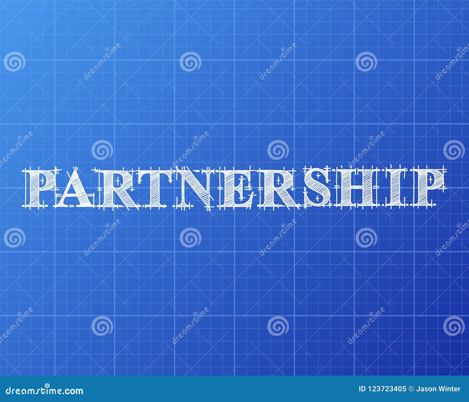 Partnership Word Blueprint stock vector. Illustration of collaborate ...