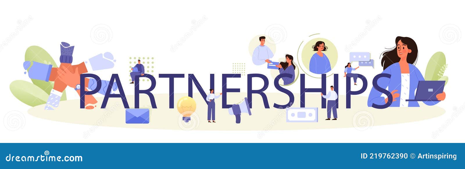 Partnerships Typographic Header. Employees Collaboration, Establishment ...