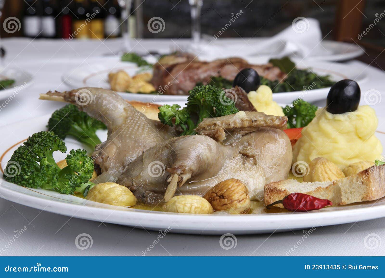 Partridge Stuffed with Chestnuts Stock Image - Image of natural, meal ...