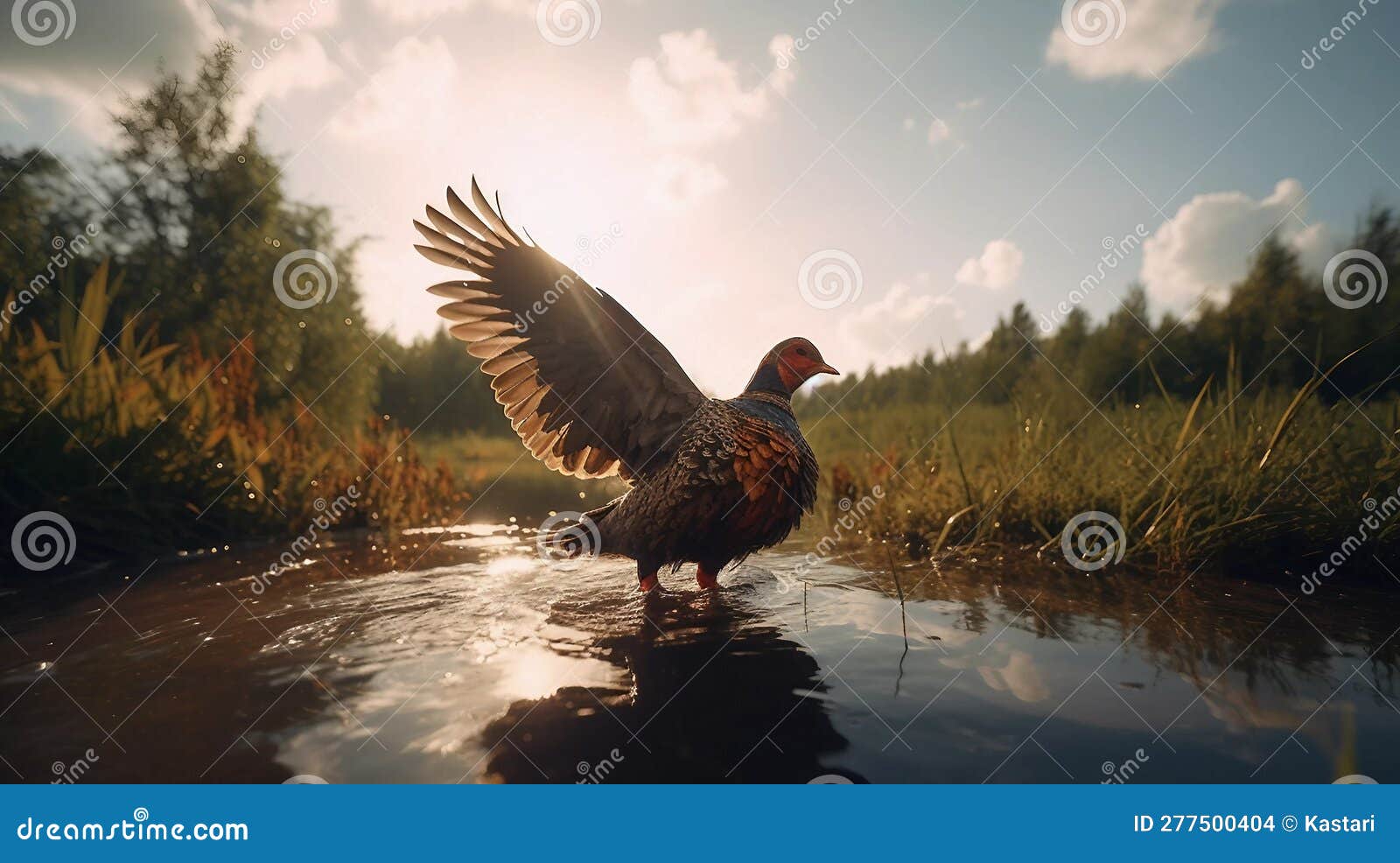 The Partridge Taking a Bath Flutters Its Wings Stock Illustration ...
