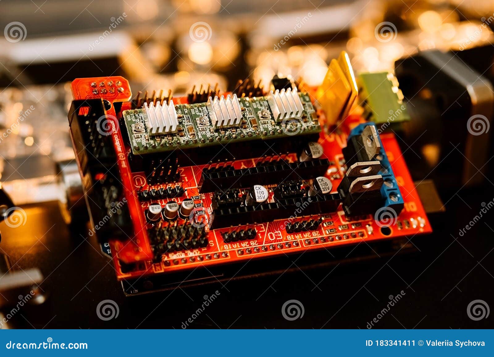 Parts For Assembly Cnc Machine Arduino Board For Controlling The Machine C Stock Image Image