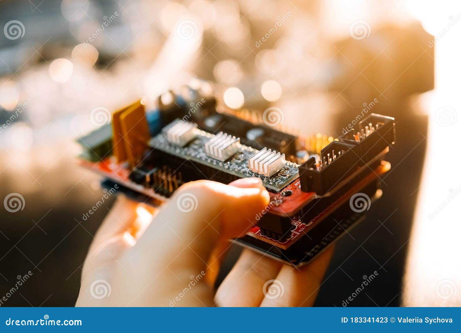 Parts For Assembly Cnc Machine Arduino Board For Controlling The Machine Stock Image Image