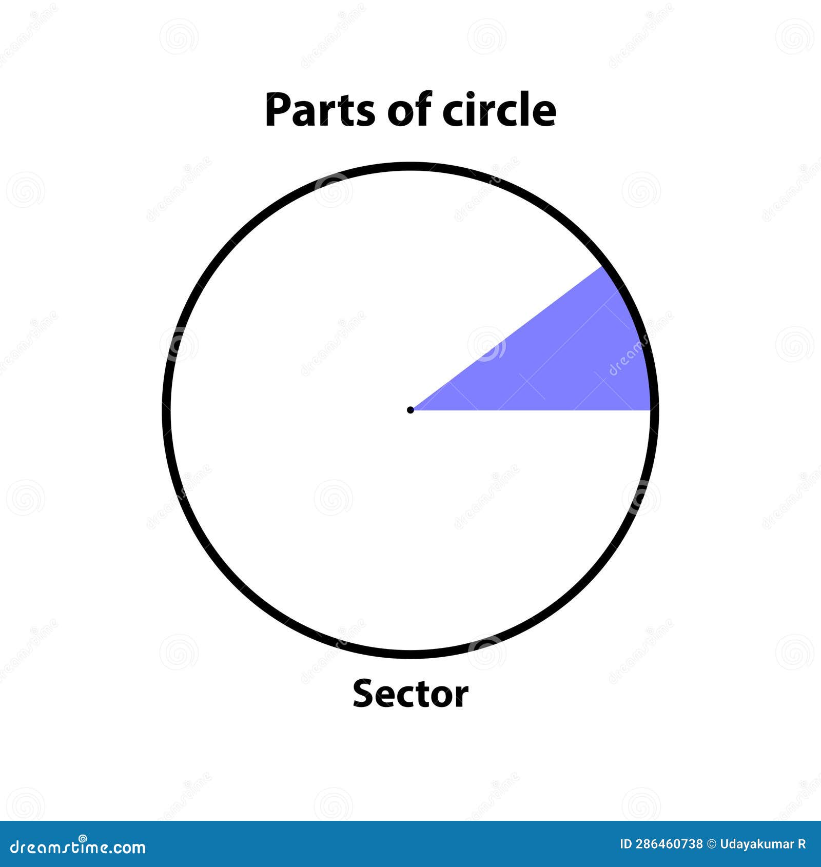 Parts of Circle Sector. Highlight in Blue Color Stock Vector ...