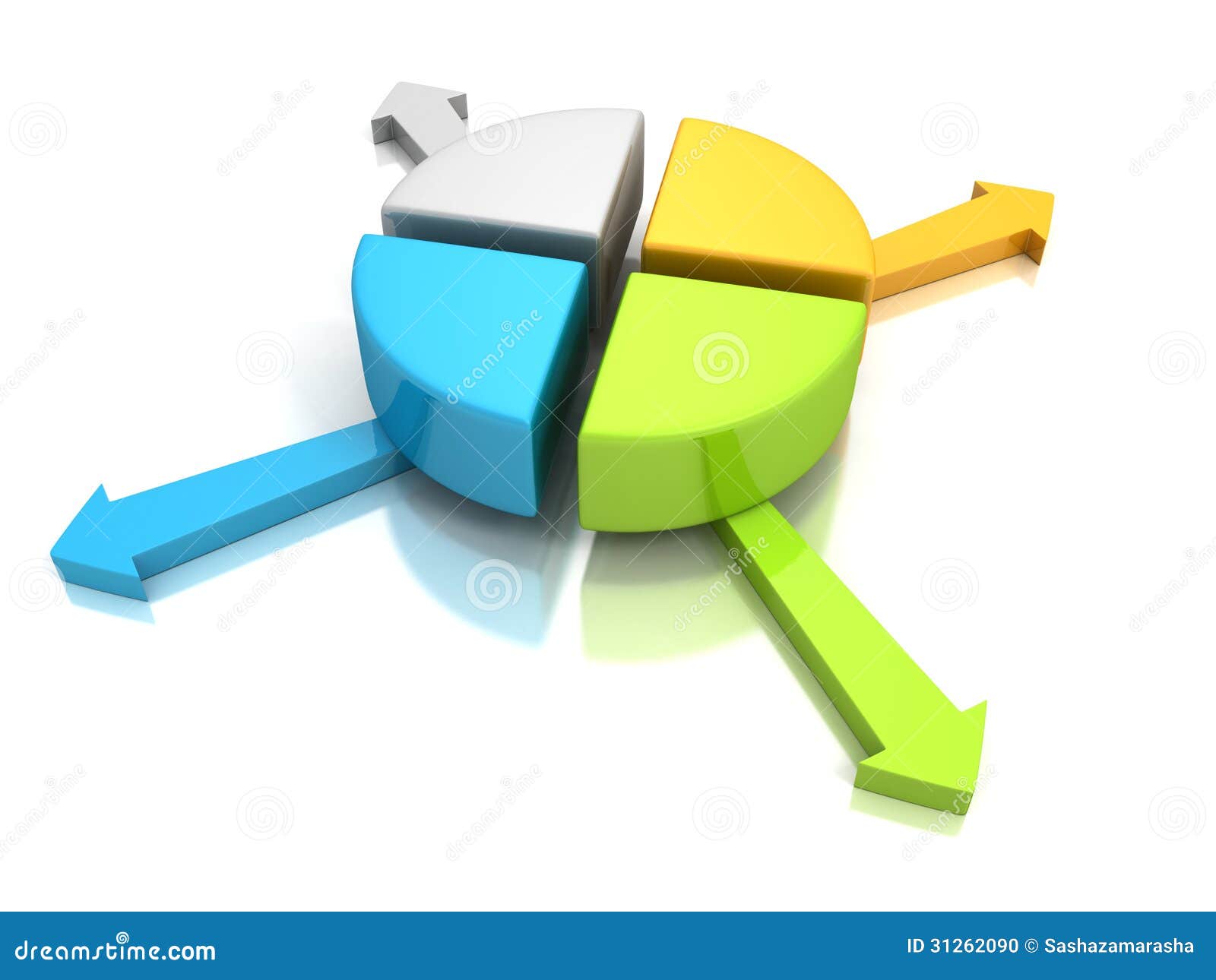 4 Parts Financial Pie Chart with Arrows Stock Illustration ...