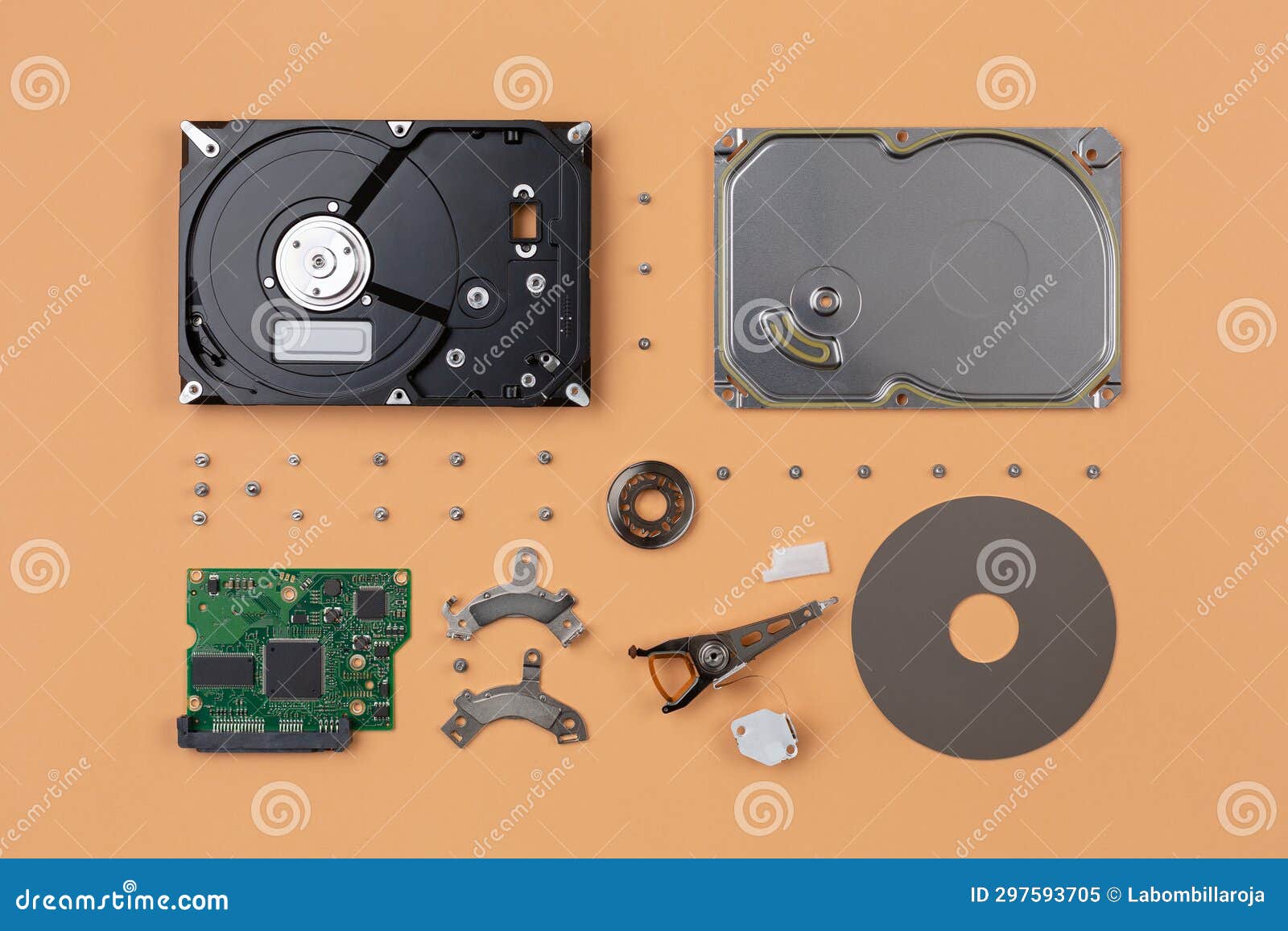 Parts of a Hard Drive Belonging To Computer Hardware Stock Image ...